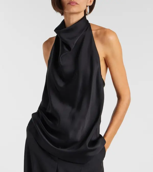 Stella McCartney Halterneck Satin Top - Black