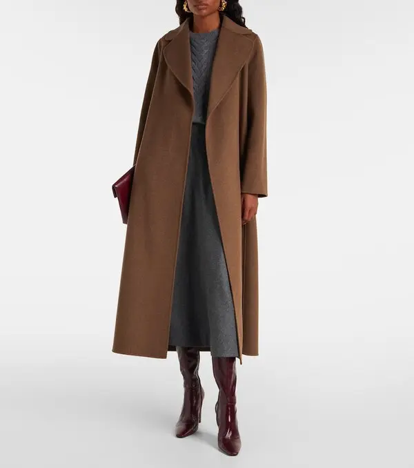 Max Mara Poldo Virgin Wool Wrap Coat - Brown