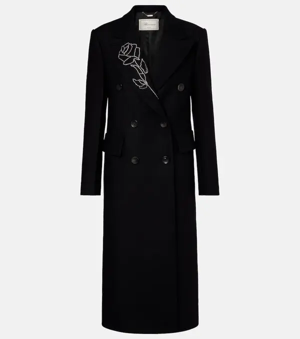 Blumarine Embellished Double-breasted Wool-blend Coat