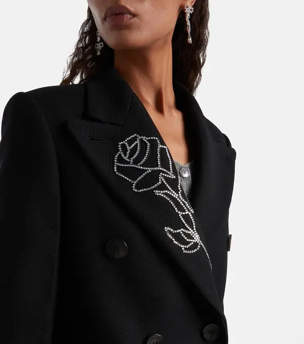 Blumarine Embellished Double-breasted Wool-blend Coat