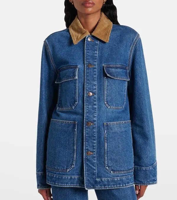 Loro Piana Corduroy-trimmed Denim Jacket