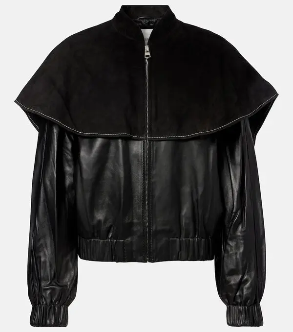 JW Anderson Caped Leather Jacket - Black