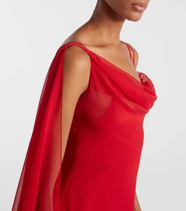Blumarine Asymmetric Draped Silk Georgette Gown