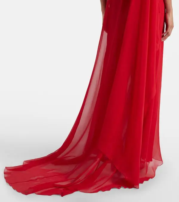 Blumarine Asymmetric Draped Silk Georgette Gown