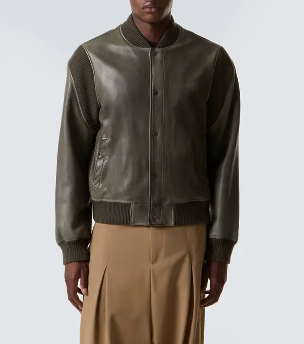 Loewe Leather Bomber Jacket - Green