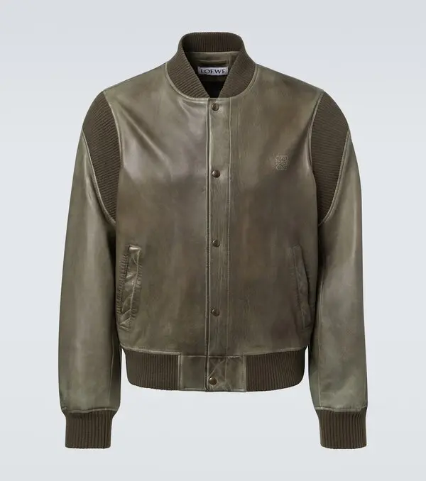 Loewe Leather Bomber Jacket - Green