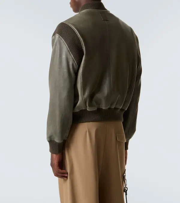 Loewe Leather Bomber Jacket - Green