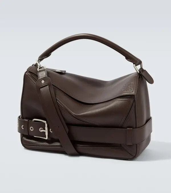 Loewe Puzzle Biker Large Leather Shoulder Bag - Brown