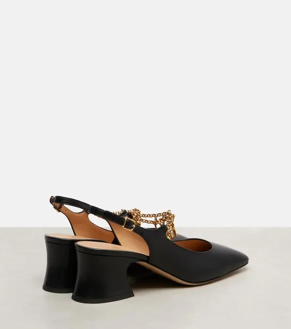 Chloé Charms 55 Leather Slingback Pumps - Black