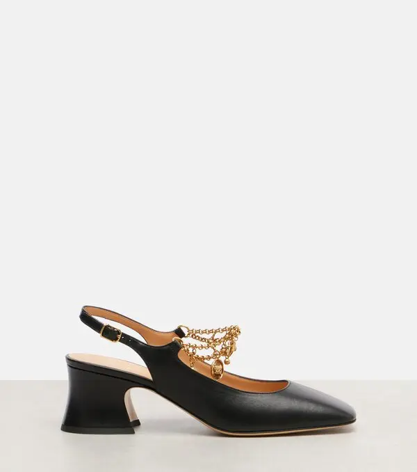 Chloé Charms 55 Leather Slingback Pumps - Black