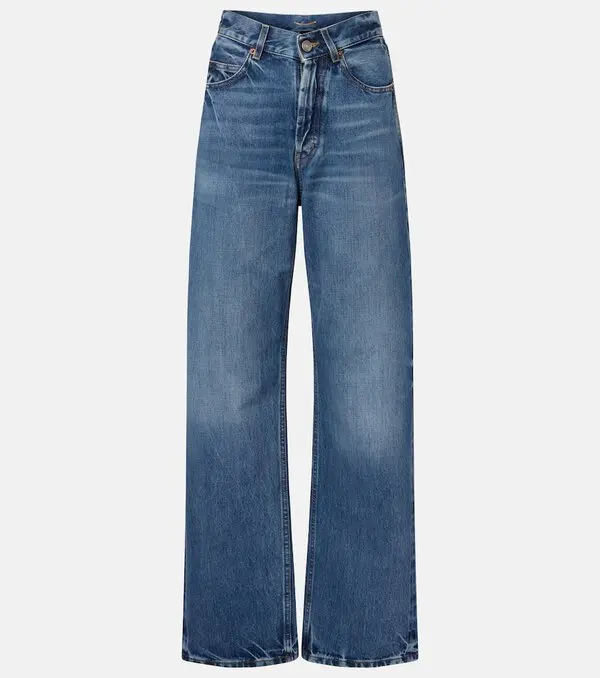 Saint Laurent V-waist Wide-leg Jeans - Blue