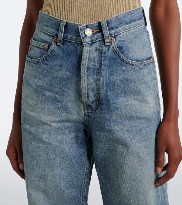 Saint Laurent V-waist Wide-leg Jeans - Blue