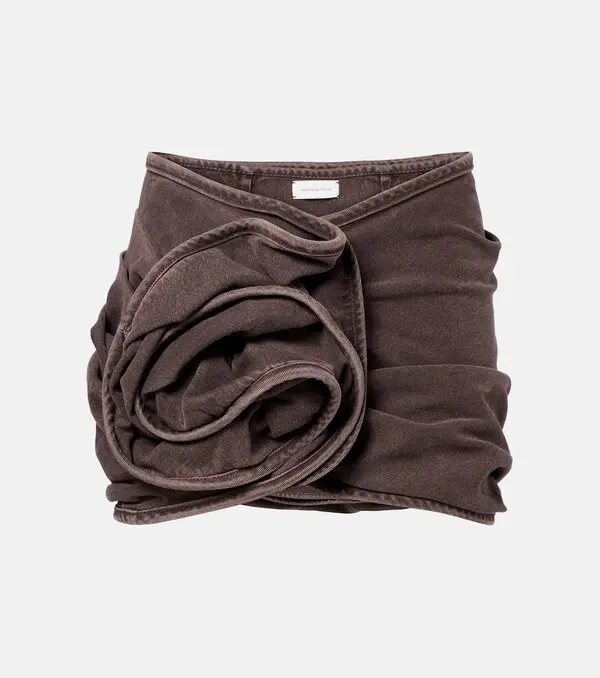 Magda Butrym Floral-appliqué Denim Miniskirt - Brown