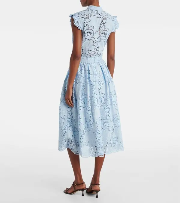 Erdem Laser-cut Pleated Skirt