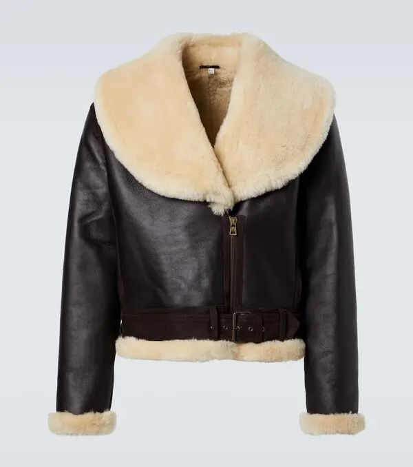 JW Anderson Shearling-trimmed Leather Jacket - Brown