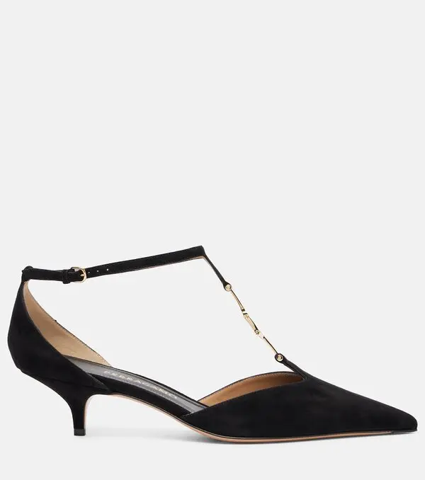 FERRAGAMO Traci 40 Suede Pumps - Black