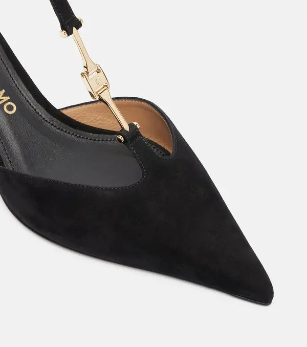 FERRAGAMO Traci 40 Suede Pumps - Black