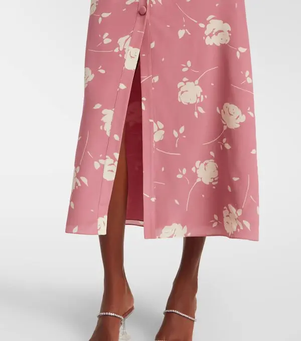 Alessandra Rich Floral Ruffled Silk Midi Dress