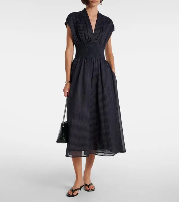 Tory Burch Striped Cotton Midi Dress - Blue