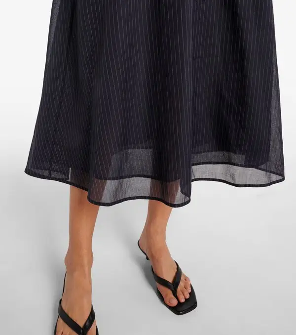 Tory Burch Striped Cotton Midi Dress - Blue