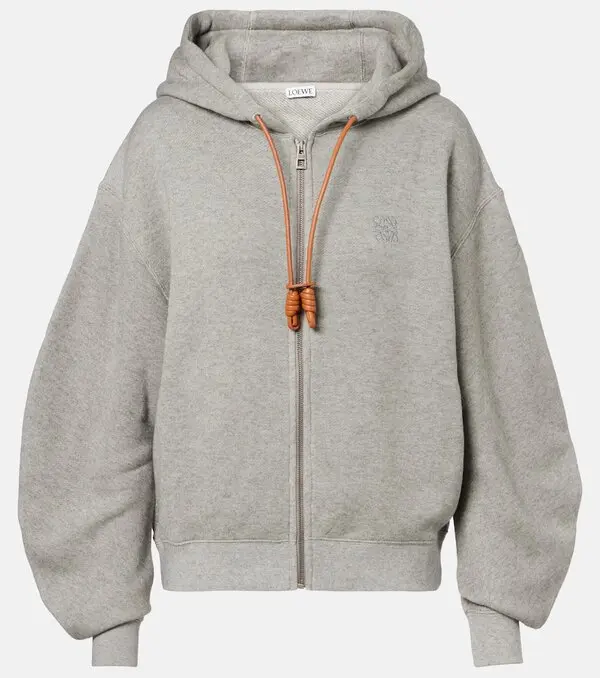 Loewe Flamenco Cotton And Cashmere Zip-up Hoodie - Grey