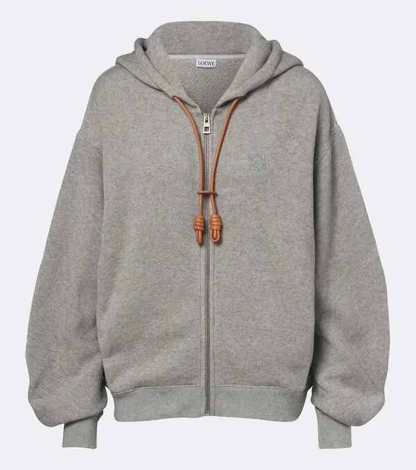 Loewe Flamenco Cotton And Cashmere Zip-up Hoodie - Grey