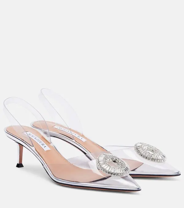AQUAZZURA Crystal Hoop 50 Pvc Slingback Pumps - Transparent