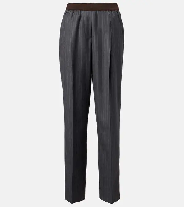 Miu Miu Pinstripe Virgin Wool Wide-leg Pants
