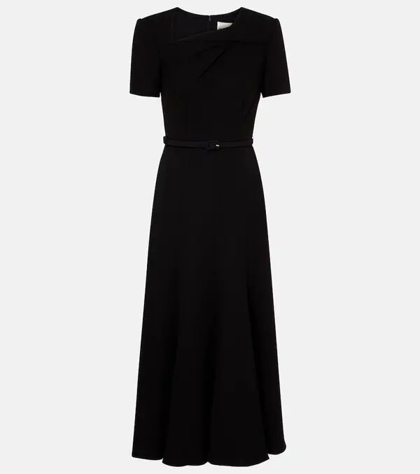 Roland Mouret Belted Crepe Midi Dress - Black