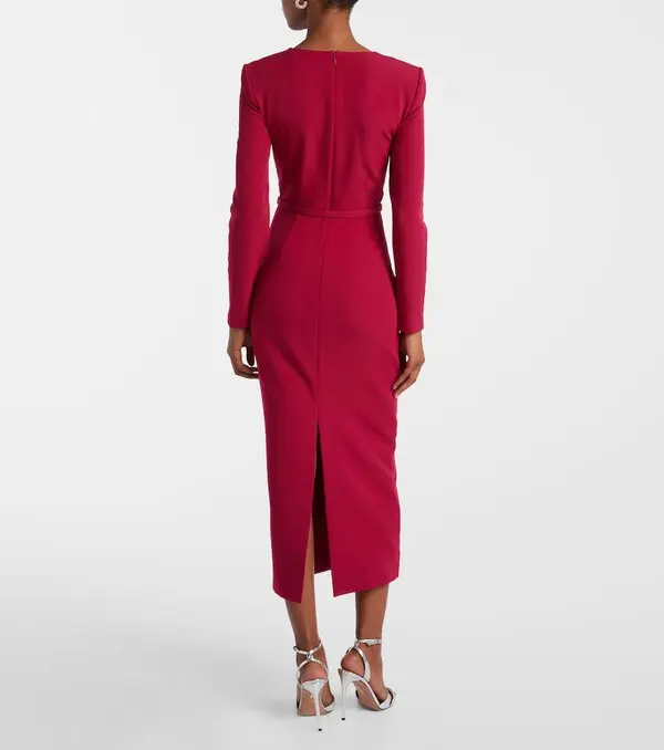 Roland Mouret Belted Crêpe Midi Dress - Pink