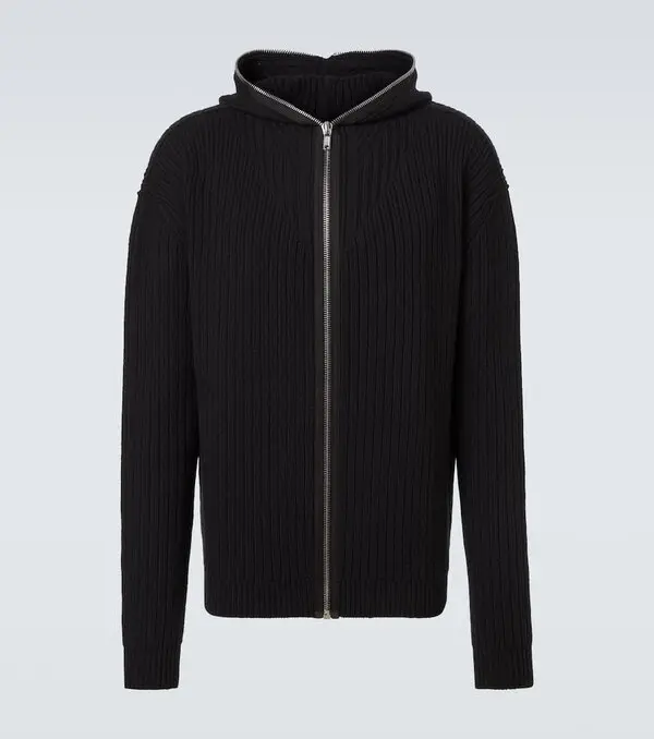 Rick Owens Ribbed Virgin Wool Zip-up Sweater