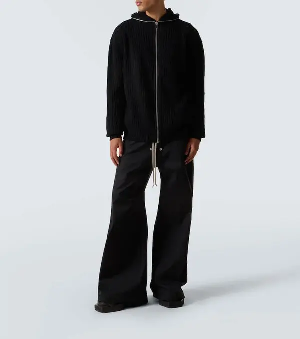 Rick Owens Ribbed Virgin Wool Zip-up Sweater