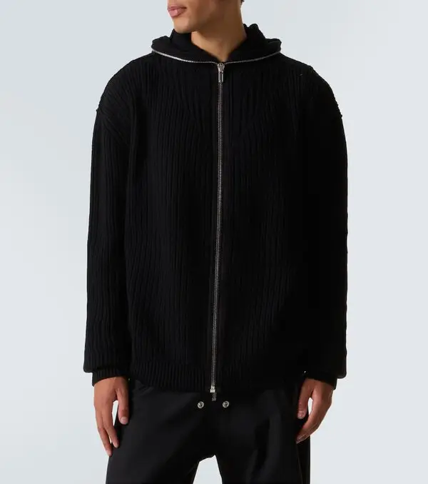 Rick Owens Ribbed Virgin Wool Zip-up Sweater