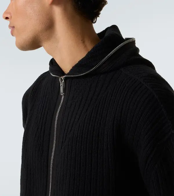 Rick Owens Ribbed Virgin Wool Zip-up Sweater