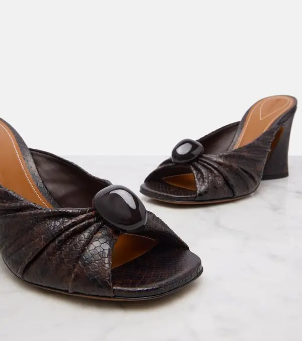 Zimmermann Gleam 85 Snake-Effect Leather Mules - Brown | Editorialist