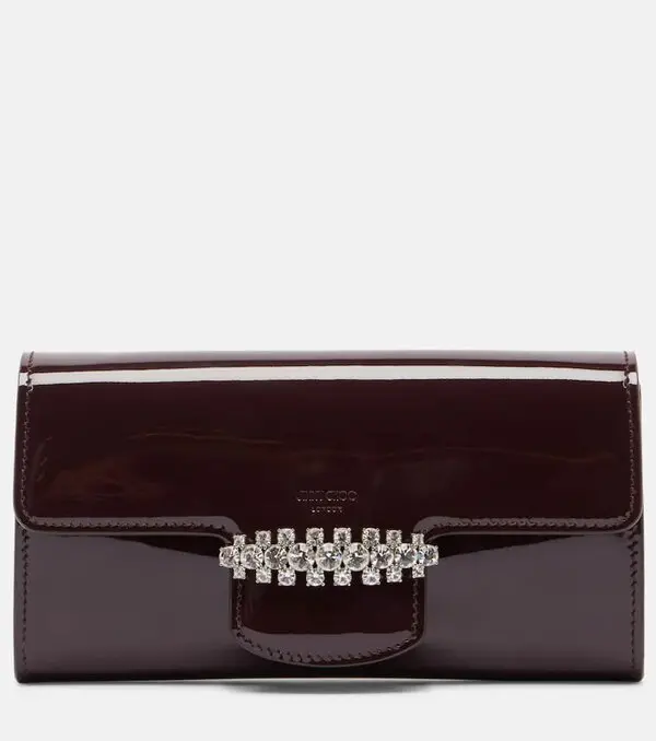JIMMY CHOO Bing Patent Leather Wallet On Chain - Burgundy