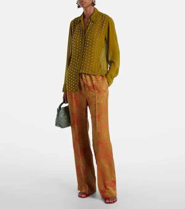 Dries Van Noten Printed Wide-leg Pants