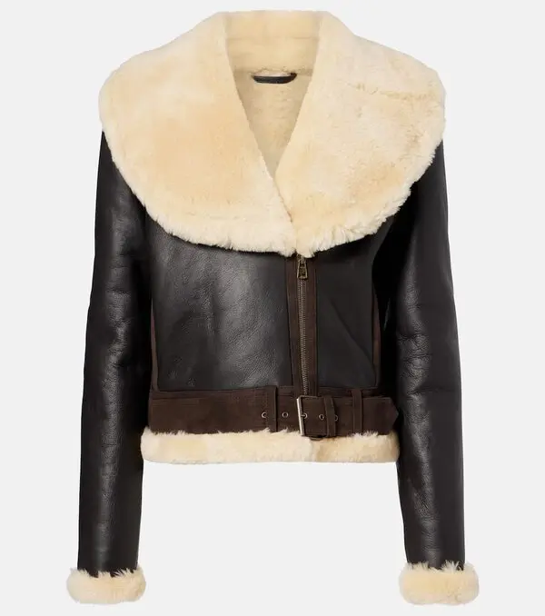 JW Anderson Shearling-trimmed Leather Jacket - Brown