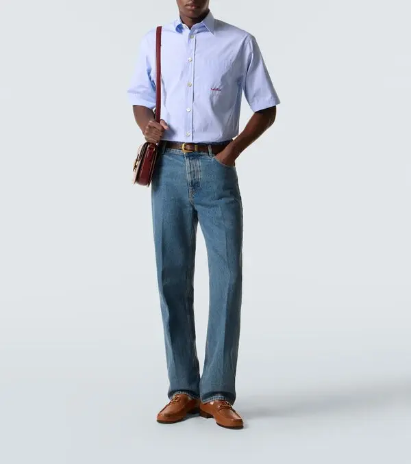 Valentino Garavani Striped Cotton Shirt - Blue