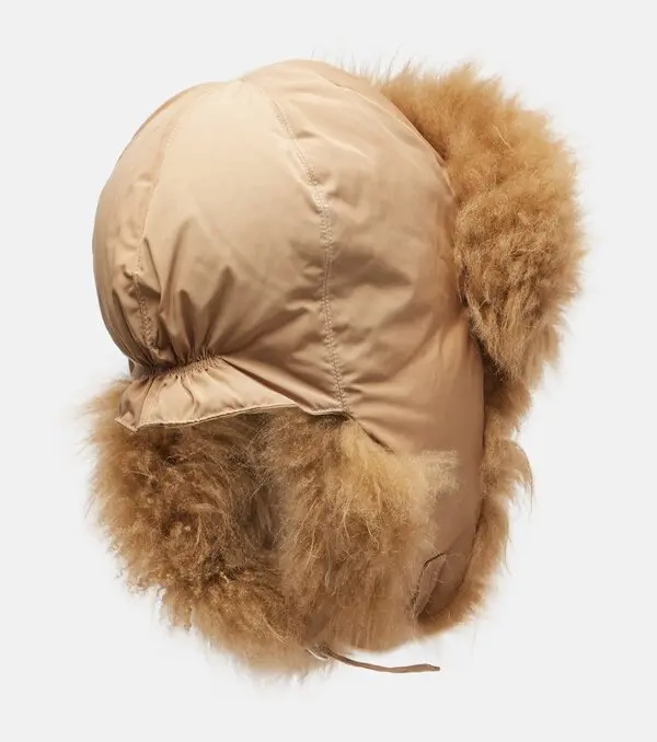 YVES SALOMON Shearling-trimmed Trapper Hat - Beige