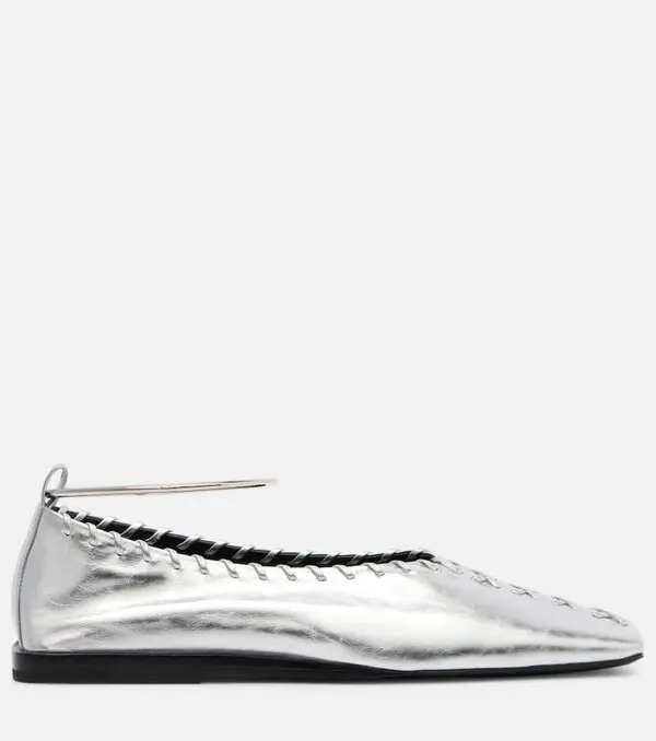 JIL SANDER Leather Ballet Flats - Silver