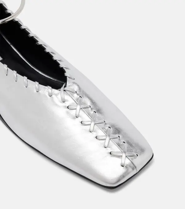 JIL SANDER Leather Ballet Flats - Silver