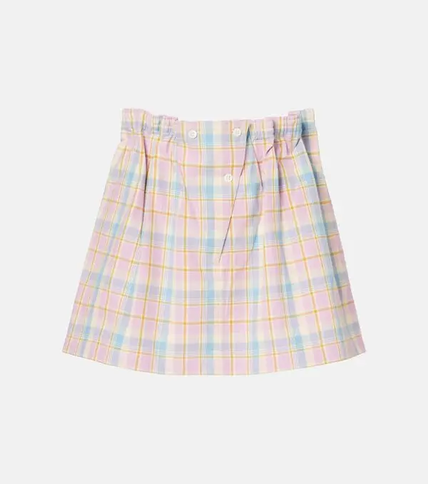 Prada Checked Gathered Cotton Miniskirt - Multicoloured