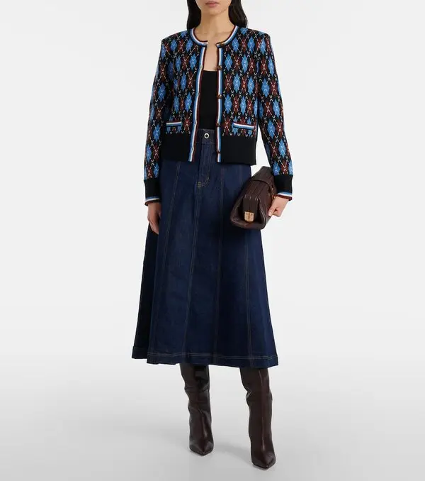Veronica Beard Alix Denim Midi Skirt - Blue