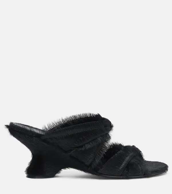 Dries Van Noten Calf Hair Wedge Sandals