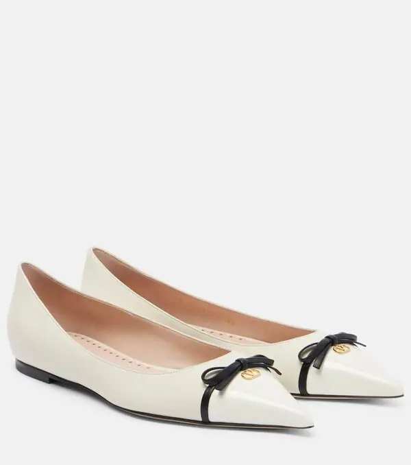 Valentino Garavani Bepointy Leather Ballet Flats - White