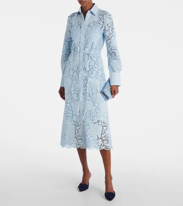 Erdem Laser-cut Cotton Shirt Dress