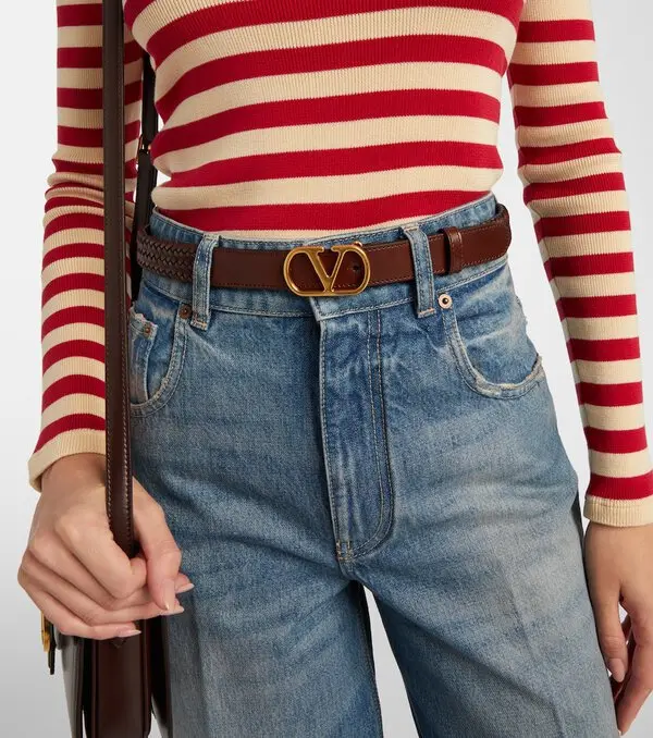 Valentino Garavani Vlogo Braided Leather Belt