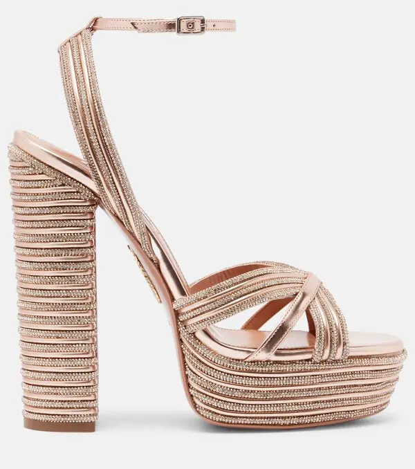 AQUAZZURA Sundance Sparkle 140 Platform Sandals