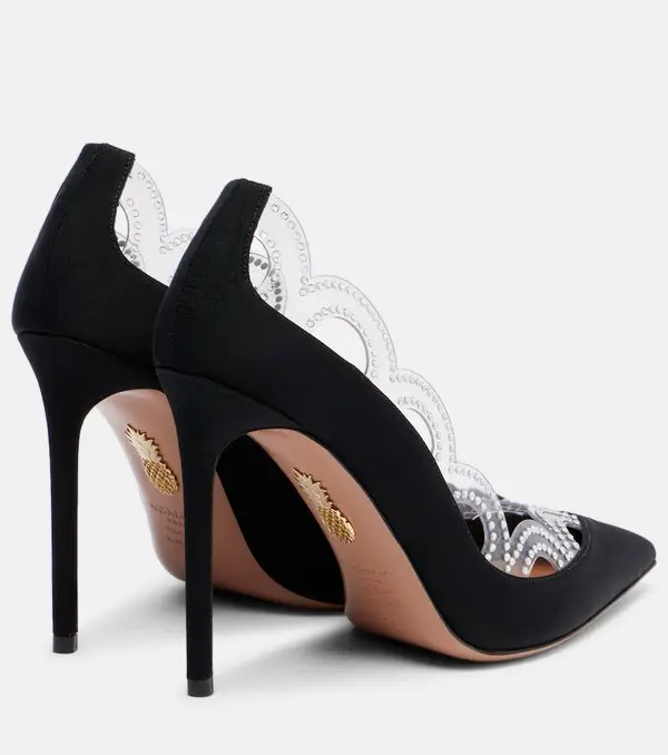 AQUAZZURA Je T'aime 105" Embellished Pointed Toe Pumps